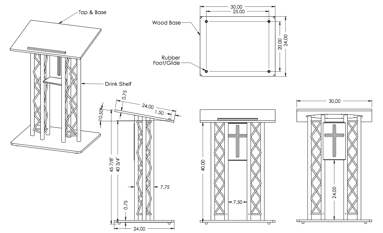 Dual Triangle Truss Lectern - Envisionary Images